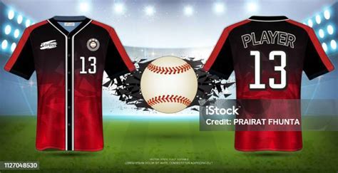 야구 유니폼 및 유니폼 짧은 소매 셔츠 스포츠 이랑 템플릿 현실적인 그래픽 디자인 전면 및 다시 보기 프레 젠 테이 션 완전히 편집 가능한 벡터 Eps10 추가 추가