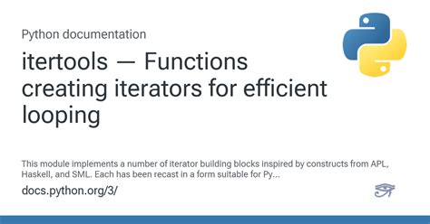 itertools — functions creating iterators for efficient looping — python