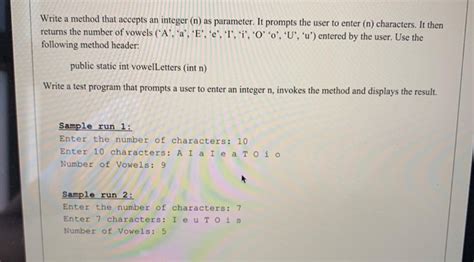 Solved Write A Method That Accepts An Integer N As