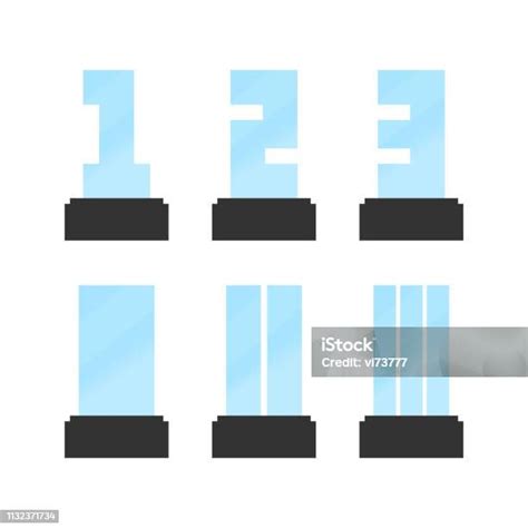 플랫 투명 유리 트로피 수상 챔피언십 상금 벡터 일러스트 레이 션 세트입니다 1위에 대한 스톡 벡터 아트 및 기타 이미지 1위 2 위 상 종류 3위 Istock