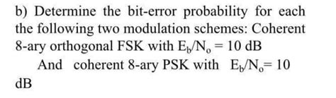 Solved B Determine The Bit Error Probability For Each The Chegg