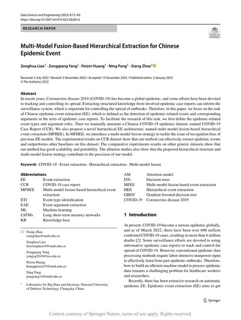 Pdf Multi Model Fusion Based Hierarchical Extraction For Chinese Epidemic Event