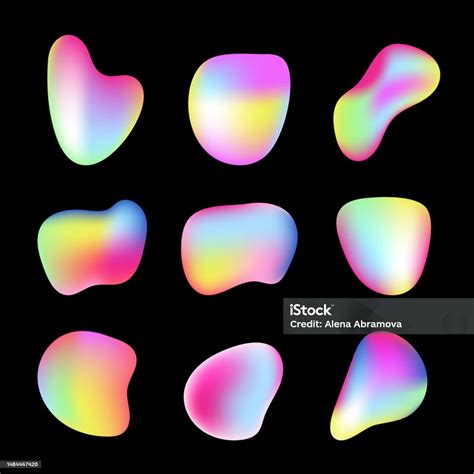 3d 유체 홀로그램 무지개 빛깔의 모양 추상적인 다채로운 밝은 액체 무정형 무지개 거품 0명에 대한 스톡 벡터 아트 및 기타 이미지 0명 개체 그룹 곡선 Istock