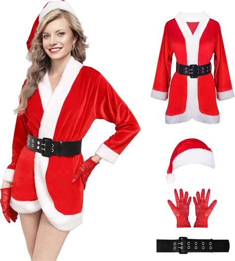 Women Santa Claus Costumes Suit Mrs Santa Cosplay Costume