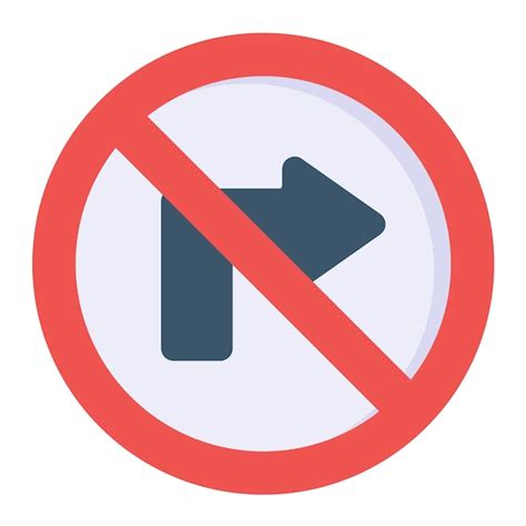 premium vector no right turn flat illustration