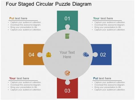 Four Staged Circular Puzzle Diagram Flat Powerpoint Design PPT Images Gallery PowerPoint