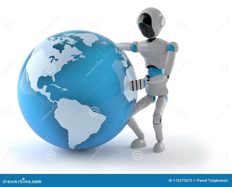 Android With World Globe Stock Illustration Illustration Of Blue
