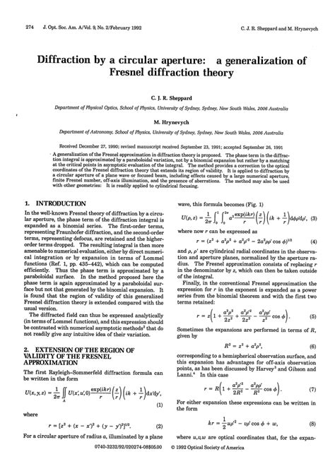 pdf diffraction by a circular aperture a generalization of fresnel