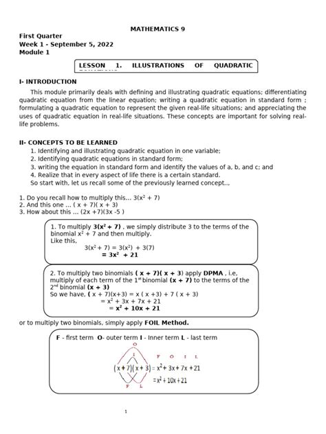 First Q Week 1 2022 23 Science Or Mapeh Module 1 Week 1 Pdf