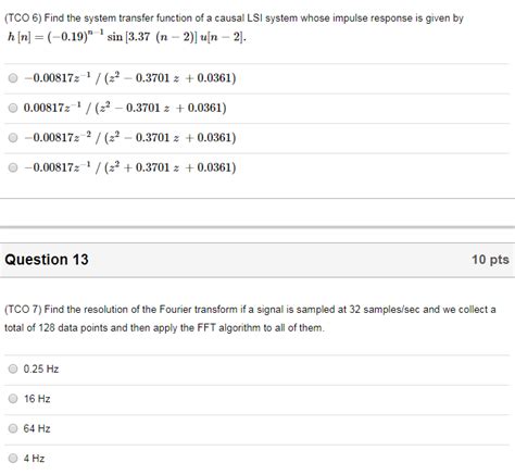 solved tco 6 find the system transfer function of a causal