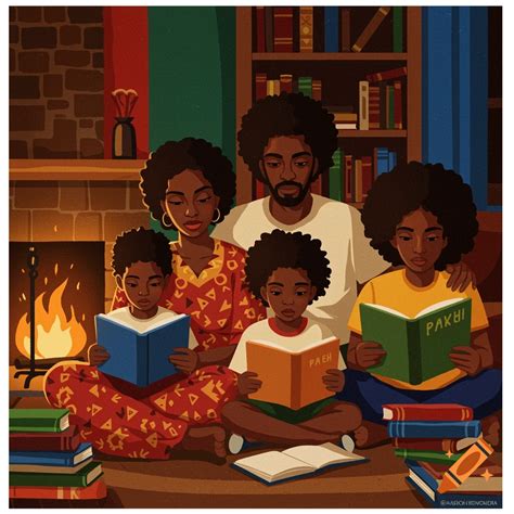 Families Reading Together By Fireplace