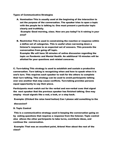 Communicative Strategies Nomination This Is Usually Used At The Beginning Of The Interaction