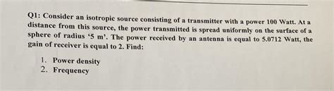Solved Q1 Consider An Isotropic Source Consisting Of A