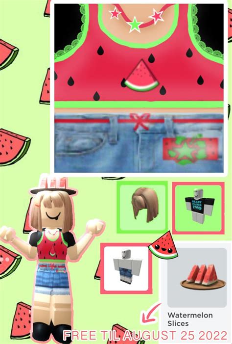 Free Roblox T Shirt Watermelon Matching Particle Hat 🍉 In 2022 Kartu