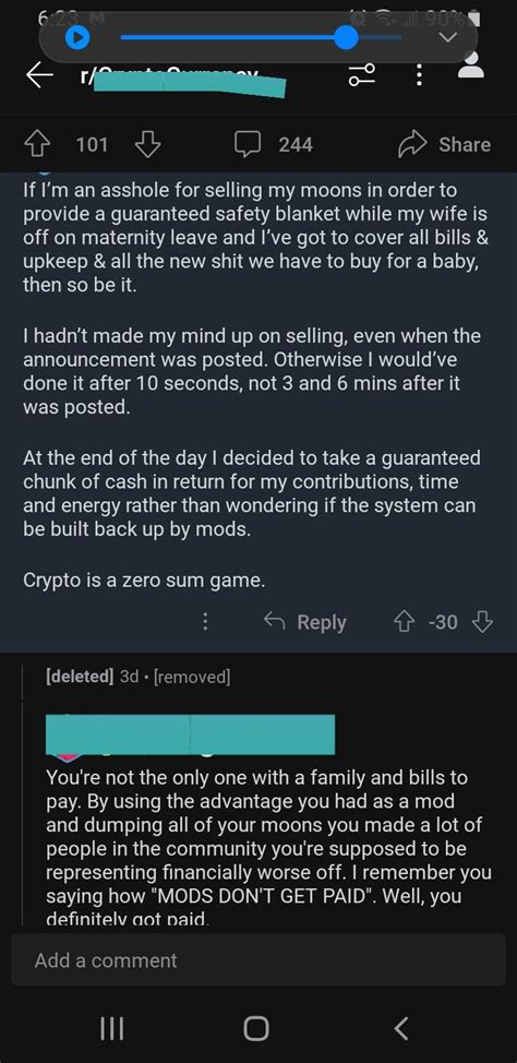 Mod Who Dumped His Moons While Telling Others To Hodl Explains His