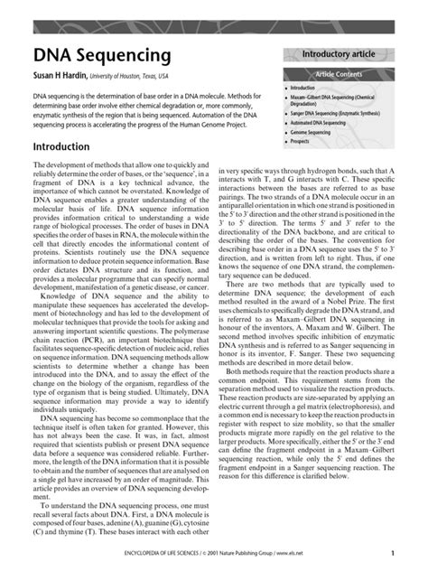 sequencing pdf dna sequencing dna