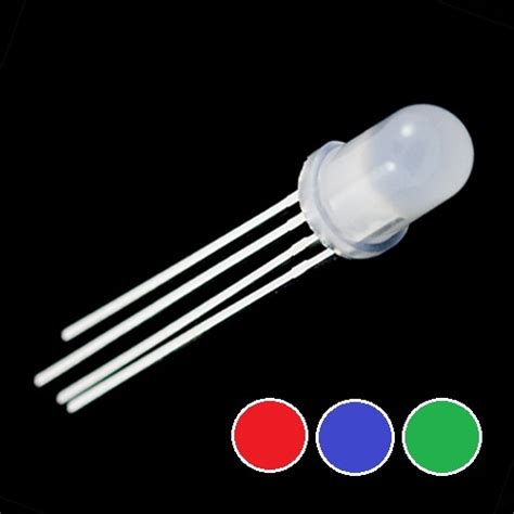 5x 5mm Tri Colour Diffused Red Green Blue LED 5 Pieces Bright Components