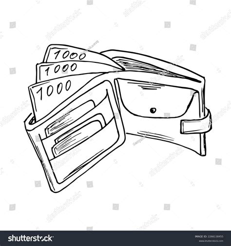 Sketch Hand Drawing Wallet Money Credit Stock Vector Royalty Free