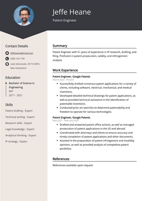 Patent Engineer CV Examples Template Tips
