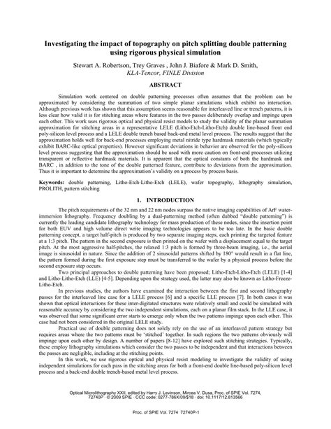 Pdf Investigating The Impact Of Topography On Pitch Splitting Double