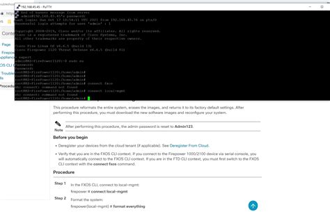 Reimage Firepower 1120 Via Ssh Putty Cisco Community