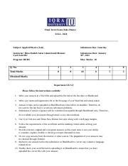 APPLIED PHYSICS LAB FINAL TERM EXAM PAPER Docx Final Term Exam Take Home FALL Subject