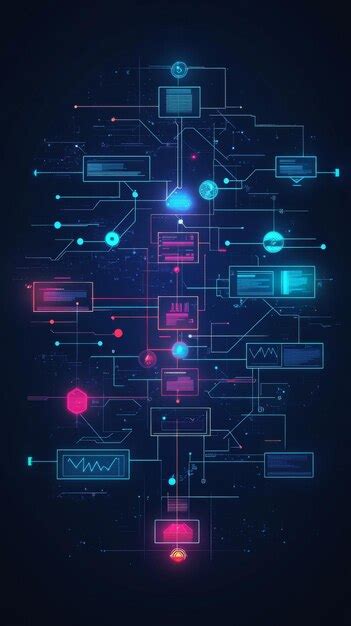 Futuristic Digital Network With Glowing Lines And Squares Technology Concept Premium Ai