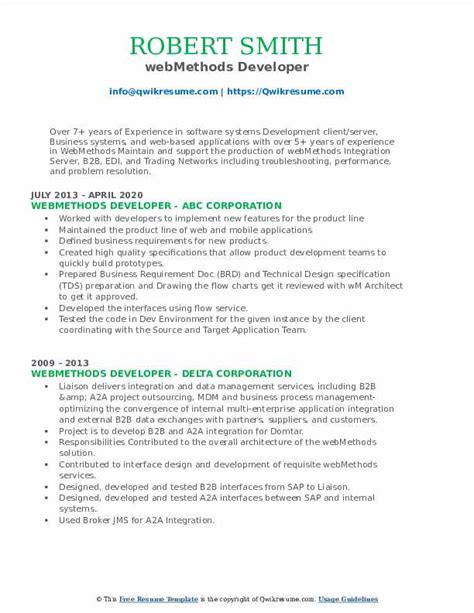 10 Webmethods Developer Resume Samples And Templates For 2025