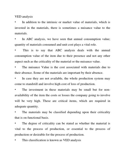 Ved Analysis Pdf Inventory Economies