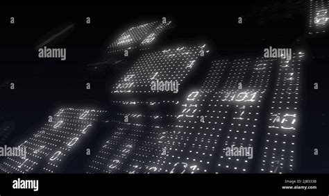 Image Of Binary Coding Data Processing Over Screens On Black Background