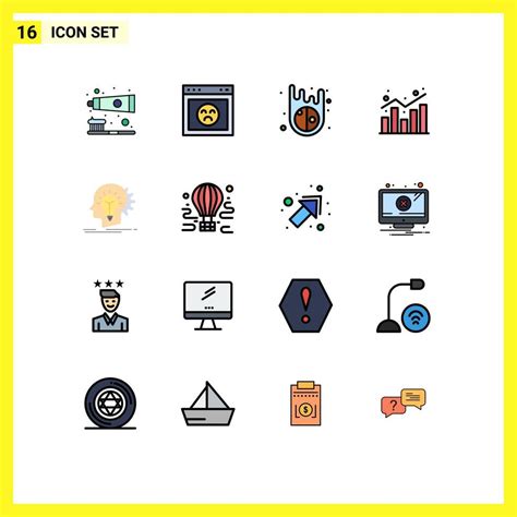 User Interface Pack Of 16 Basic Flat Color Filled Lines Of Creativity Statistics Asteroids