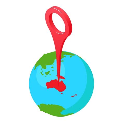 Premium Vector World Pin Icon Isometric Vector Planet Earth Globe With Big Red Gps Pin Icon