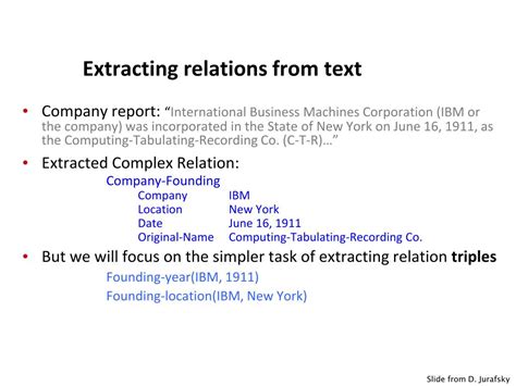 Ppt Information Extraction Lecture 7 Relation Extraction Powerpoint Presentation Id 1685689