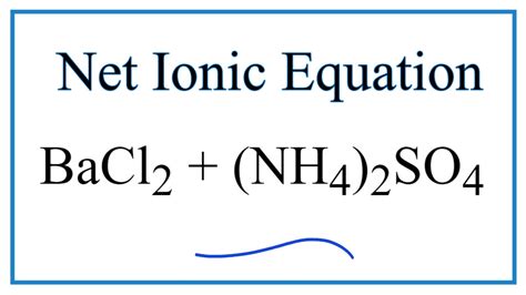 How To Write The Net Ionic Equation For Bacl2 Nh4 2so4 Baso4