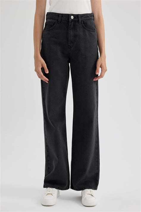 أسود نساء بنطلون جينز 90s برجل عريض 2891620 Defacto