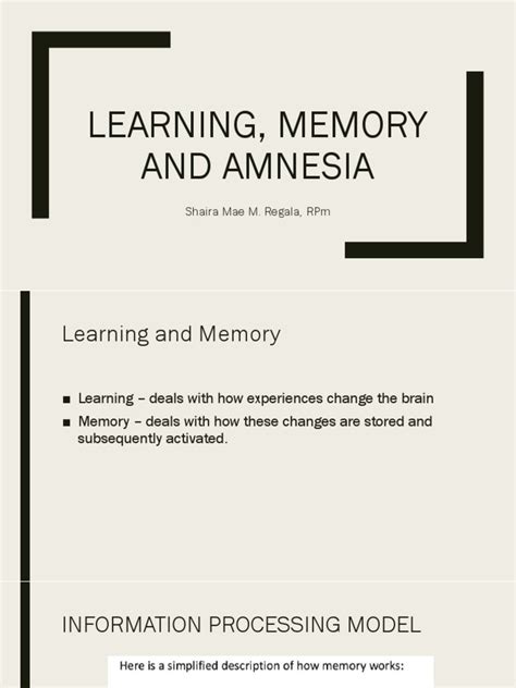 learning memory and amnesia pdf memory neuroscience