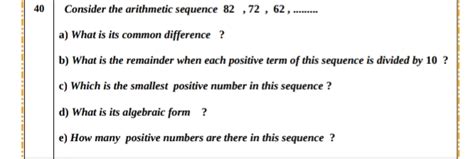 40 Consider The Arithmetic Sequence 827262 A Studyx