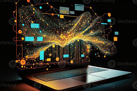 Digital Data And Network Connection On Laptop Screen Big Data Analysis