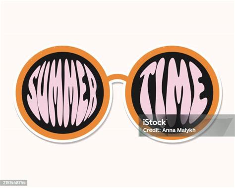 여름 시간 스티커 템플릿입니다 선글라스를 착용한 복고풍 스타일의 여름 배지입니다 인쇄 Eps10에 대 한 미니멀한 빈티지