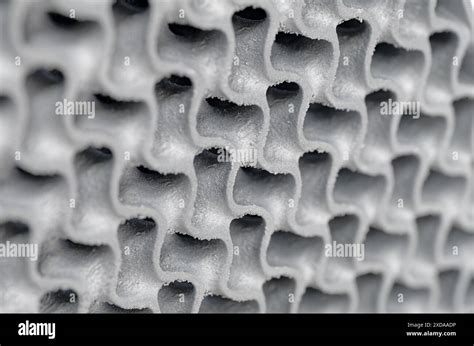 3d Printed Metal Wavy Grid Three Dimensional Openwork Lattice Close Up Shot Abstract Modern