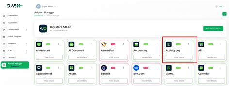 Activity Log Integration In Dash Saas