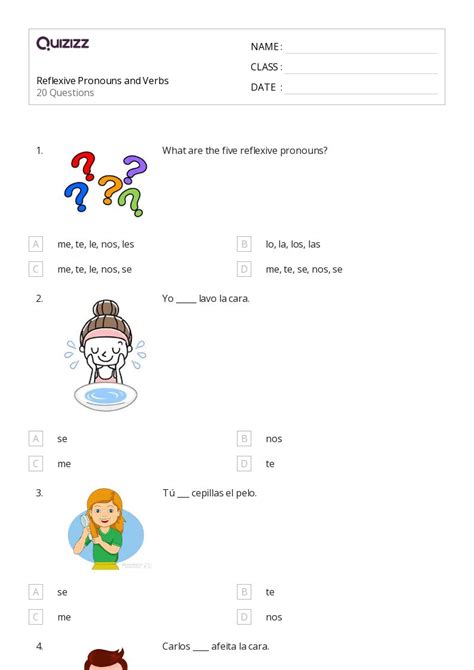 50 Reflexive Pronouns Worksheets For Kindergarten On Quizizz Free