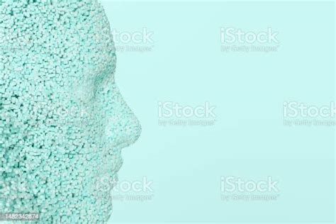 Artificial Intelligence Deep Learning Technology Background Dissolving Human Face With Cube