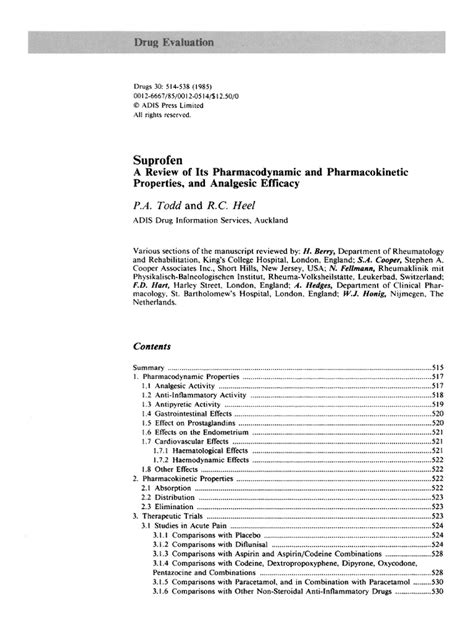 Suprofen Pdf Nonsteroidal Anti Inflammatory Drug Analgesic