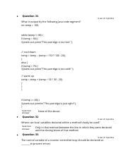 Csis 212 Mid Part 4 Docx Question 31 3 Out Of 3 Points What Is Output By The Following Java