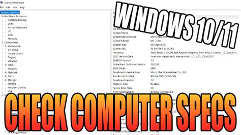 Fastest Way To Check Computer Specs In Windows 10 11 Computersluggish