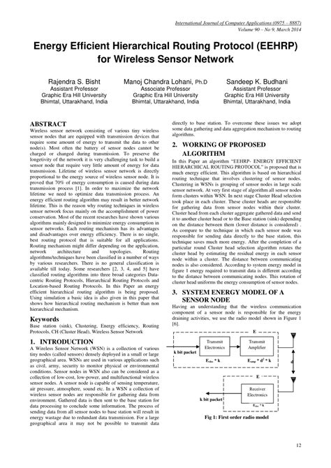 pdf energy efficient hierarchical routing protocol eehrp for