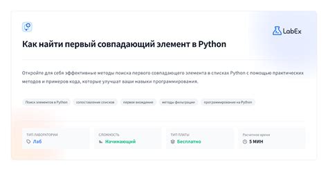 Как найти первый совпадающий элемент в Python Labex