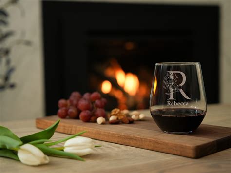 Personalized Wine Glass Wine Glasses Stemless Wine Glass Engraved
