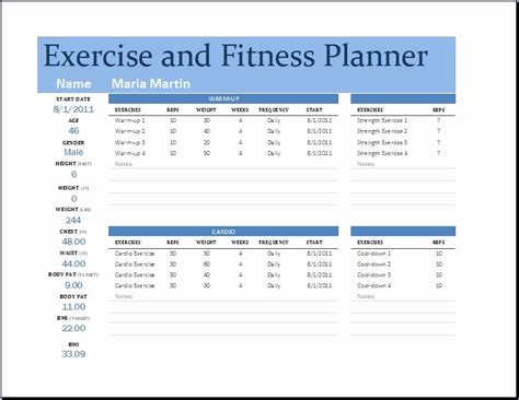 Workout Spreadsheet Excel Template Shooters Journal